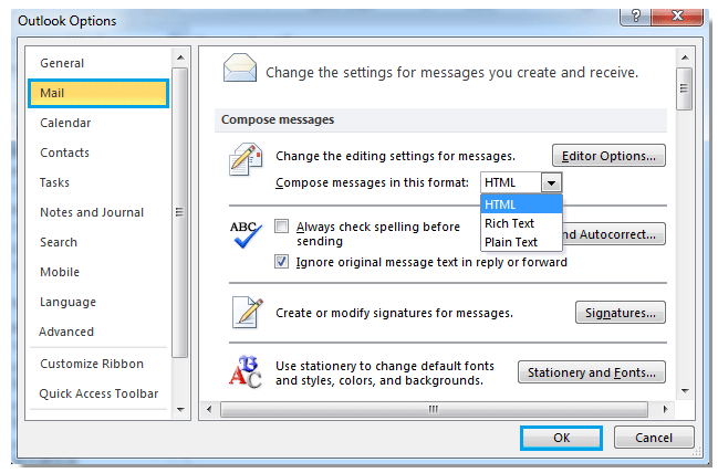 Setting Default Format To HTML In Outlook – Street Contxt